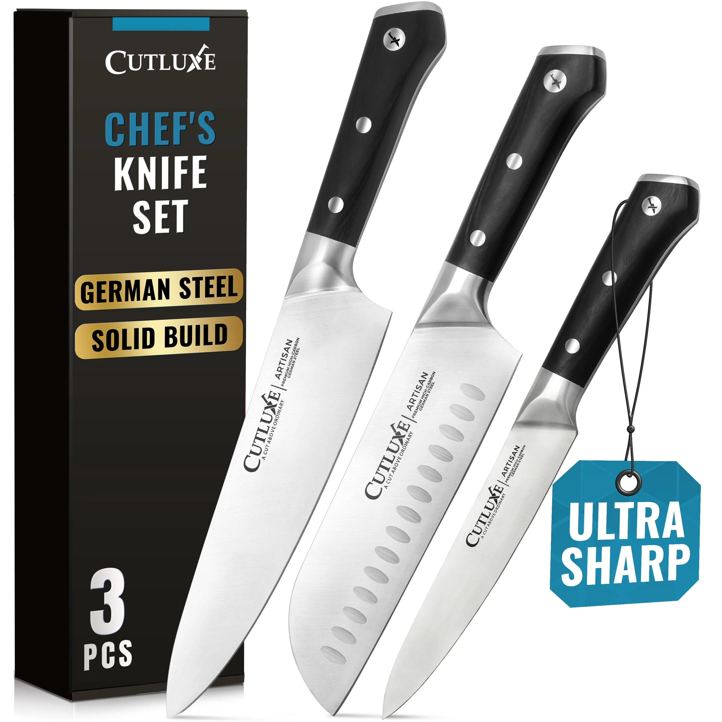 Chef Knife Set, 3 PCS Professional Chef's Knife Set | Artisan Series