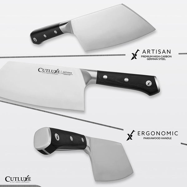 CUTLUXE 7" Cleaver Knife, Heavy Meat Cleaver Chopping Knife – Artisan ...