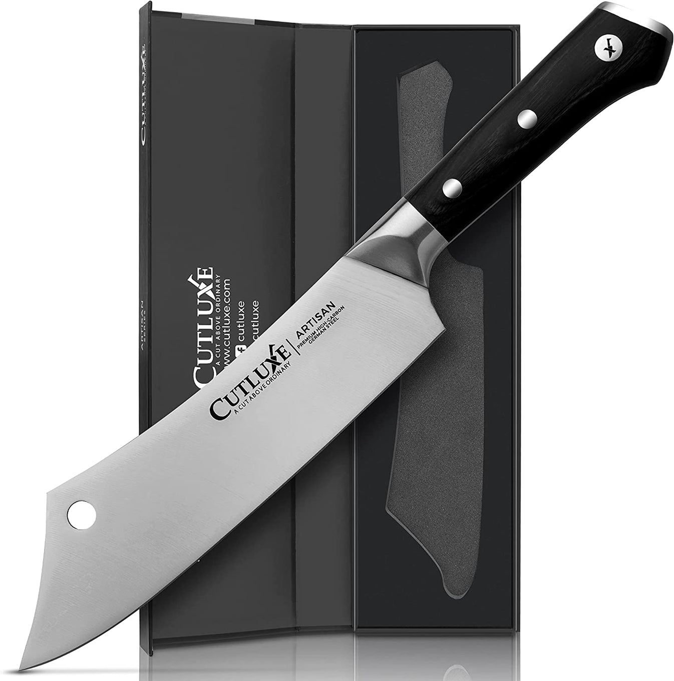 CUTLUXE Chef & Cleaver Hybrid Knife, 8" Kitchen Knife – Artisan Series ...